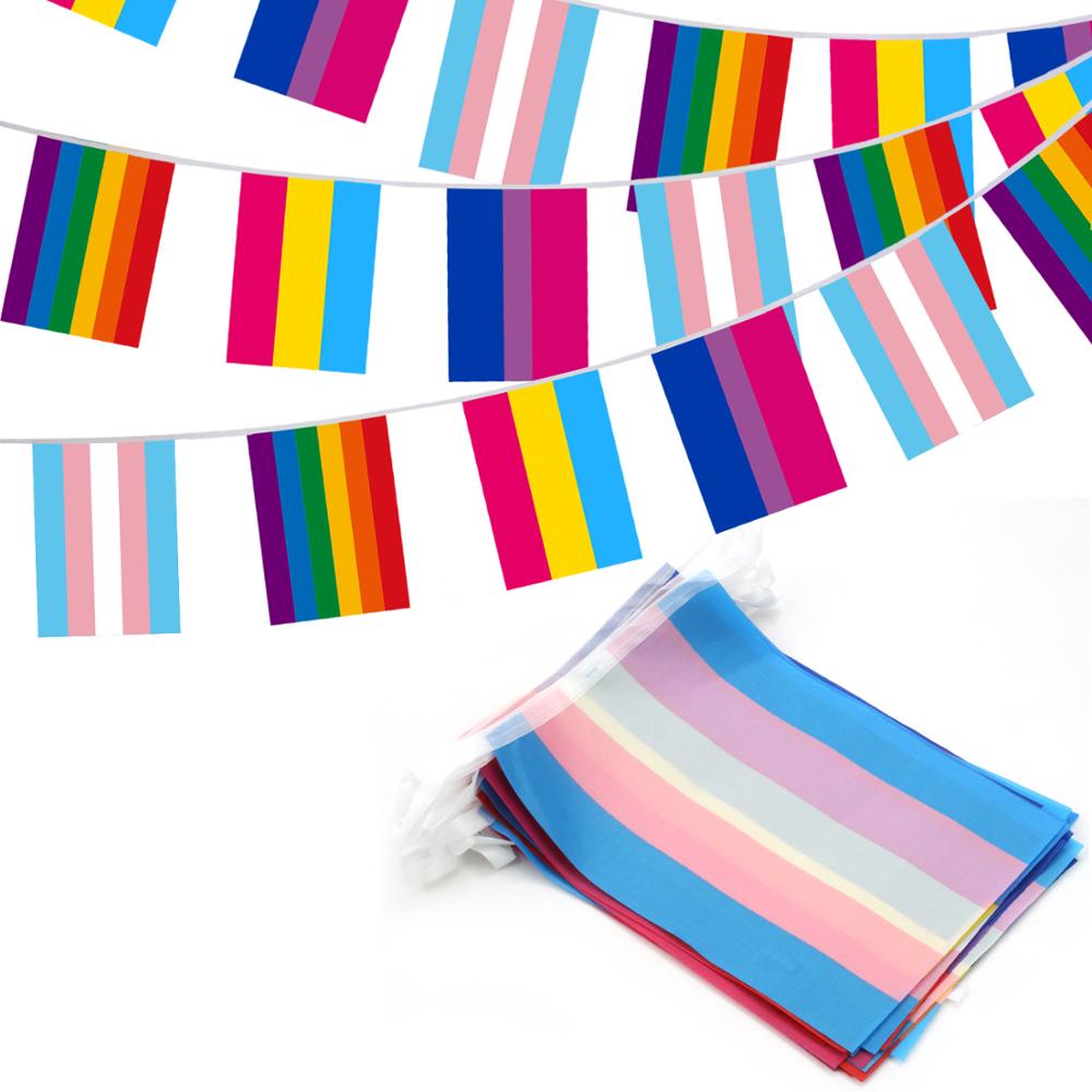 Prideoutlet Decorations 32pcs Assorted Rainbow String Flags 4