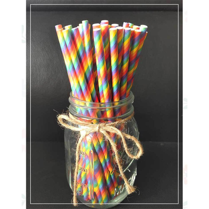 PrideOutlet > Home & Decor > 100PCS Rainbow Paper Straws