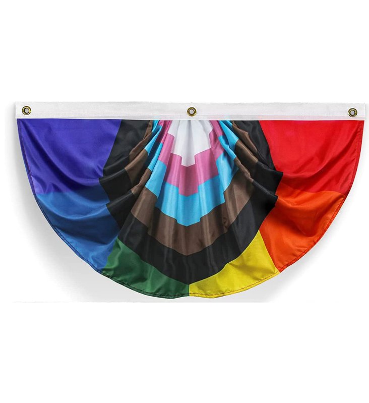 PrideOutlet > Flags > Progress Pride Pleated Bunting Flag w/Grommets